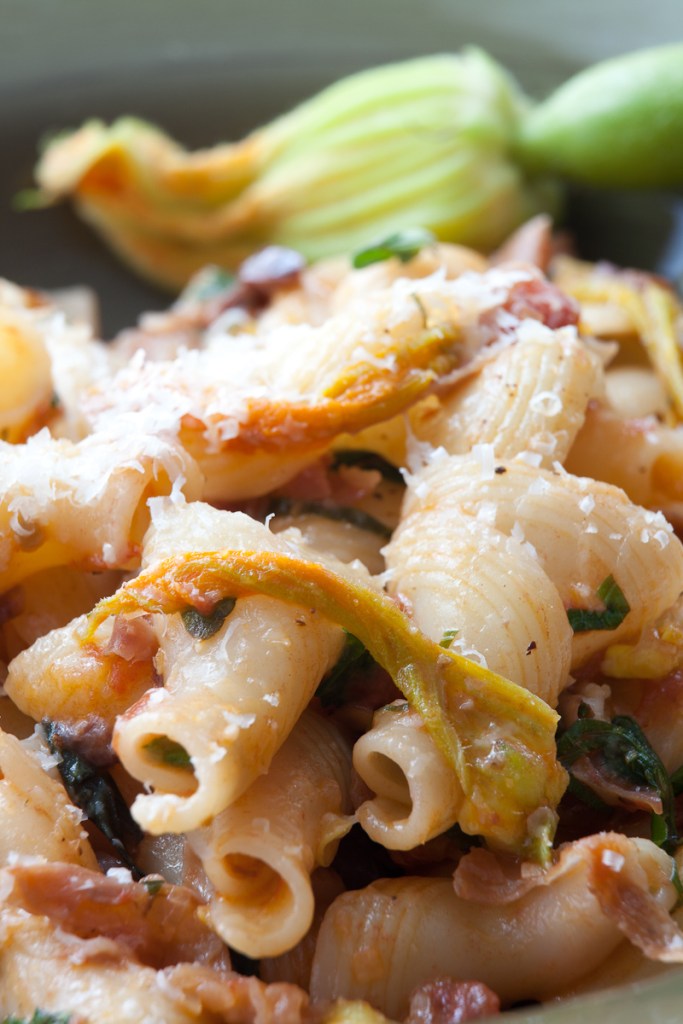 Torchio Pasta with Squash Blossoms | The Garum Factory