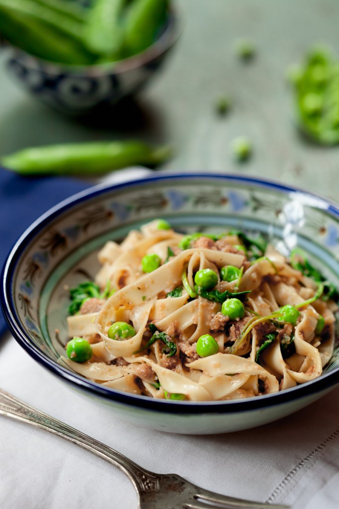 Tagliatelle with Shad Roe, Pancetta and Spring Peas | The Garum Factory