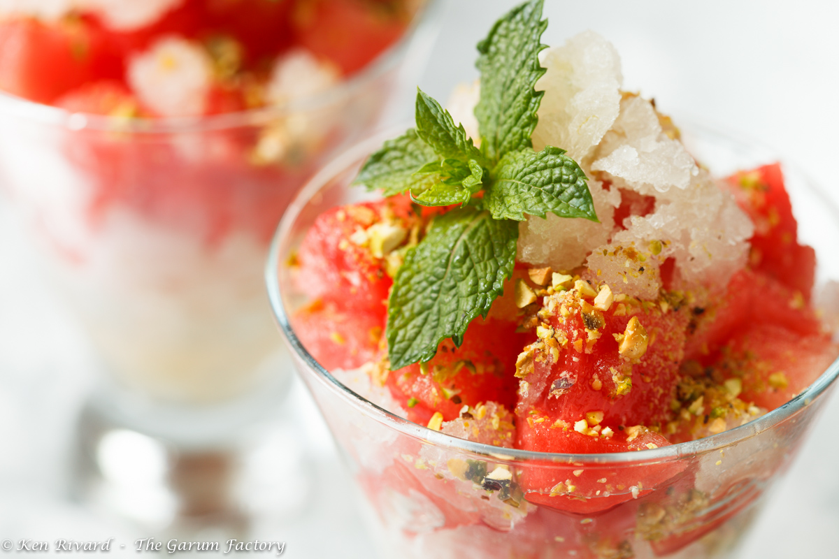 Chili-Ginger Granita with Watermelon and Pistachios | The Garum Factory