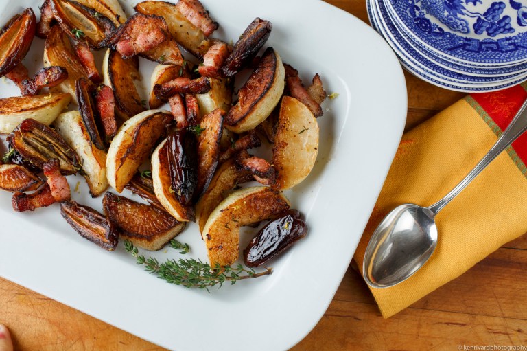 CARAMELIZED TURNIPS WITH BACON AND DATES | The Garum Factory